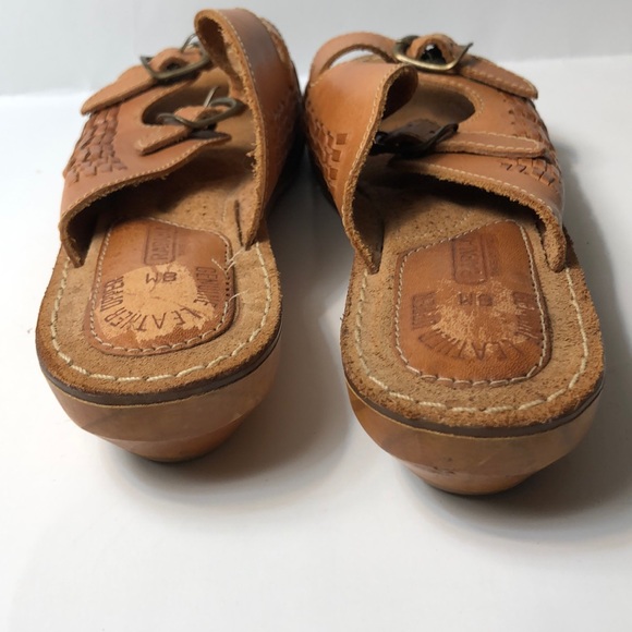 Rapallo | Shoes | Vintage 8s Rapallo Leather Boho Sandals Wood Heel ...